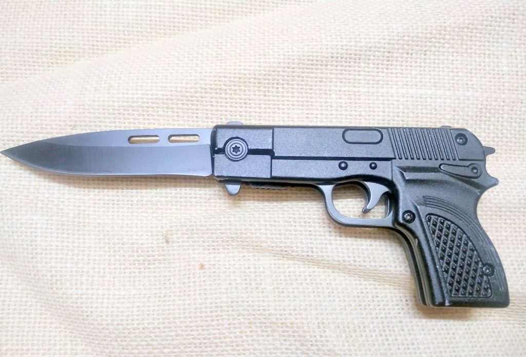 FULLY LOADED SPRING ASSISTED PISTOL KNIFE. – KNIVESINDIA